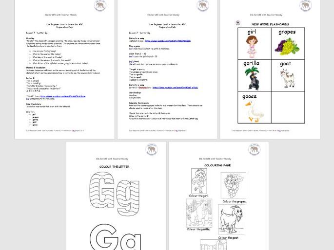 LOW BEGINNER ALPHABET LESSON 7 LETTER G LESSON PLAN Teaching Resources LOW BEGINNER ALPHABET LESSON 7 LETTER G LESSON PLAN Teaching Resources