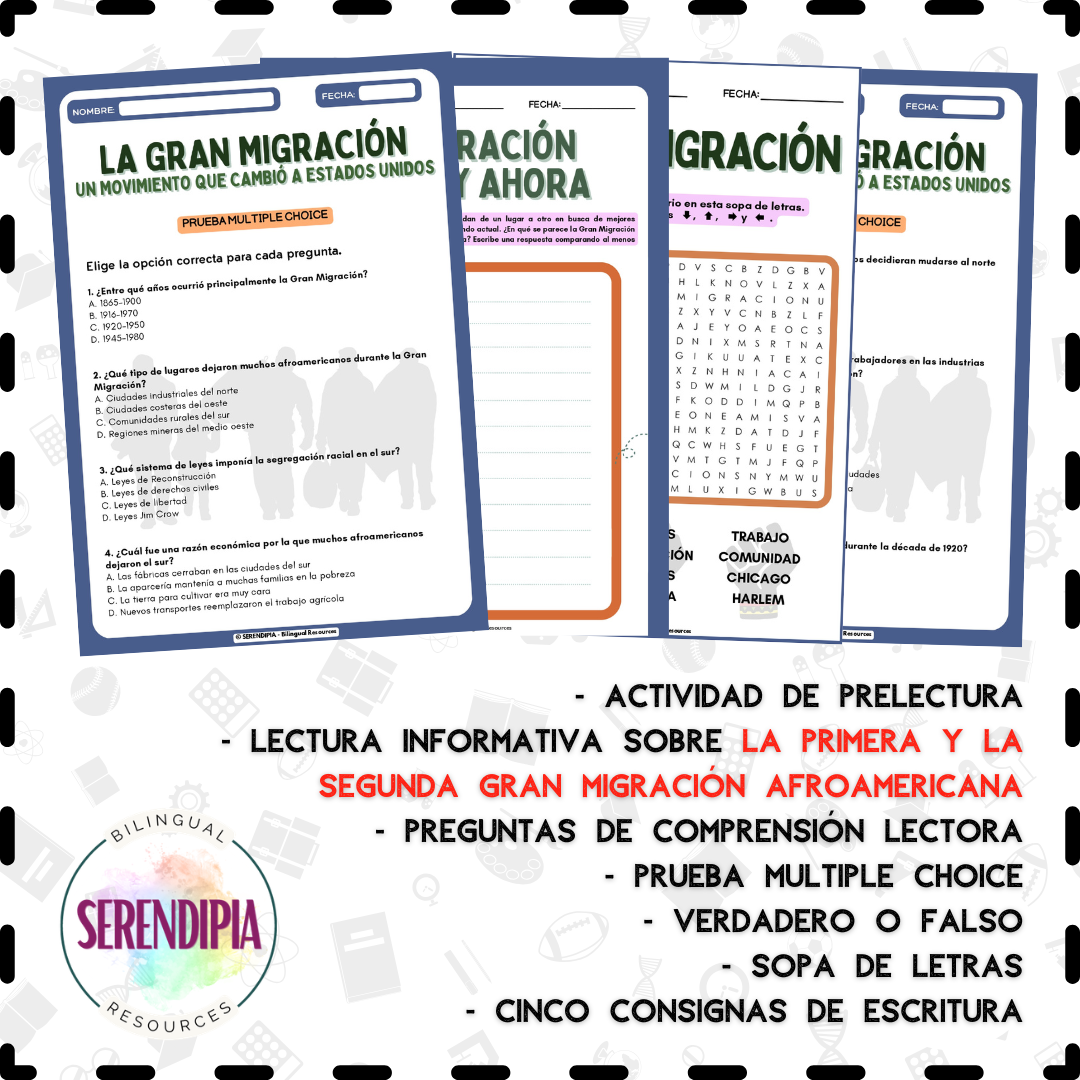 La Gran Migración Lectura | Great Migration SPANISH Reading ...