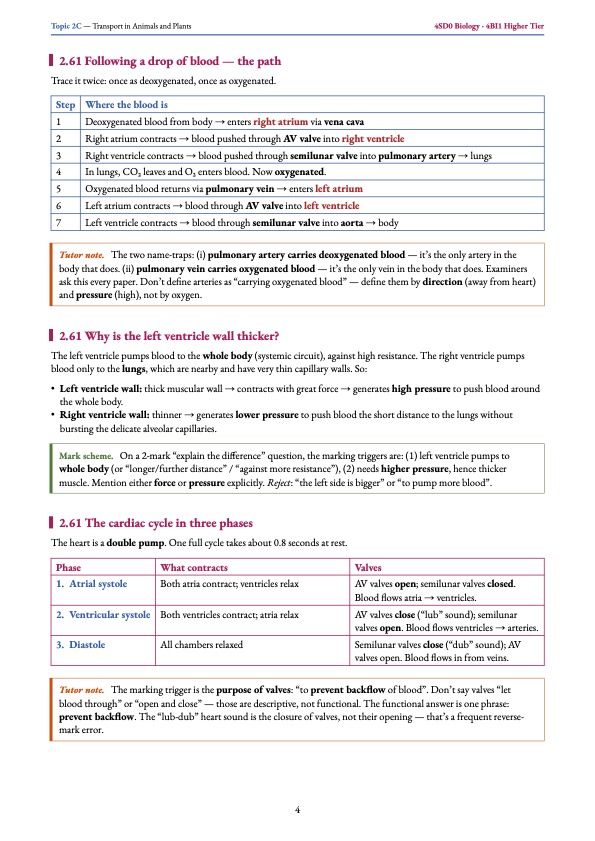 Edexcel IGCSE Biology | Topic 2C: Transport in Animals & Plants | 4SD0 ...