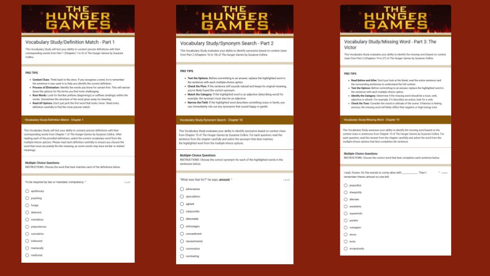 Vocabulary Study - Full Book for The Hunger Games - Literary Module ...
