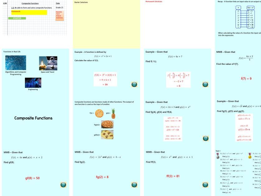 Composite Functions Maths GCSE PowerPoint ActivInspire Lesson