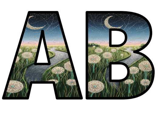 Dandelion Seed Dispersal Night Moon Field Lettering Set Display Title ...