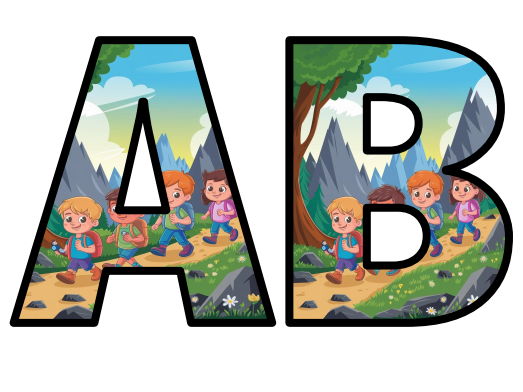 Kindy Kindergarten Adventure Awaits Hiking Lettering Set Display Title ...