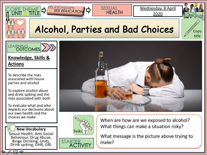 Alcohol + Parties + Bad Choices - PSHE | Teaching Resources
