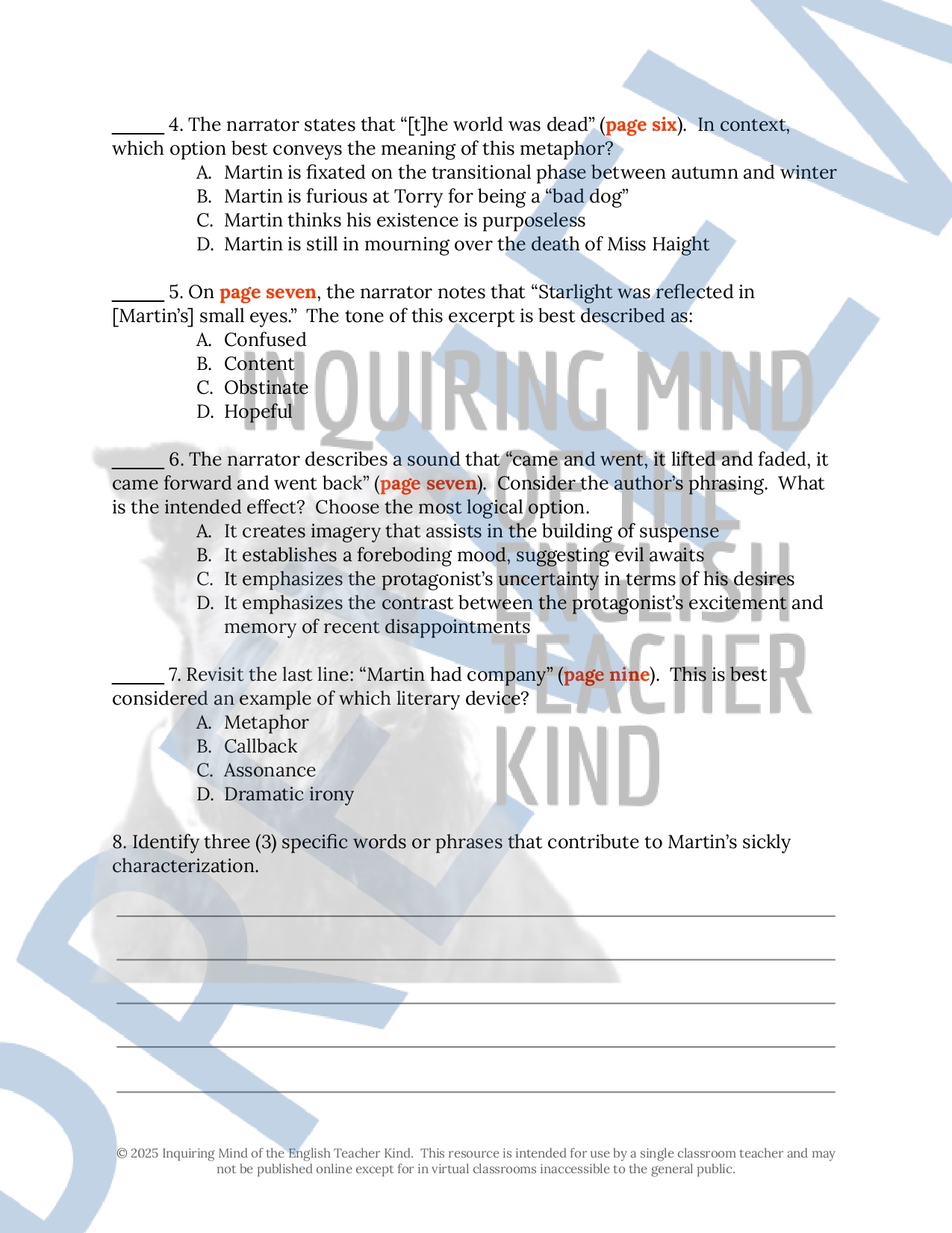 "The Emissary" by Ray Bradbury Close Reading Analysis Worksheet ...