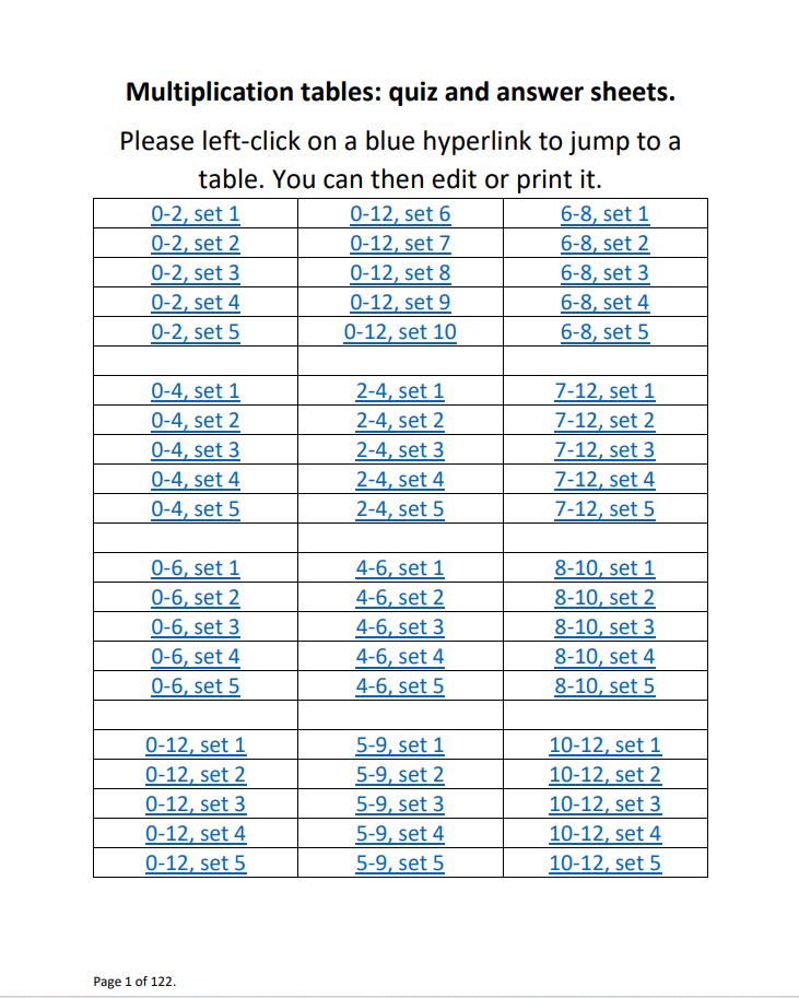 60 multiplication tables, times tables | Teaching Resources