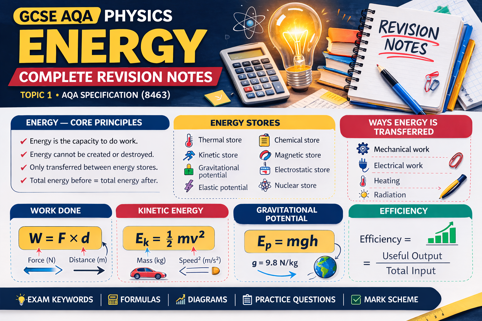 GCSE AQA Physics Energy Topic Pack – Revision, Worksheets, 1–6 Mark ...