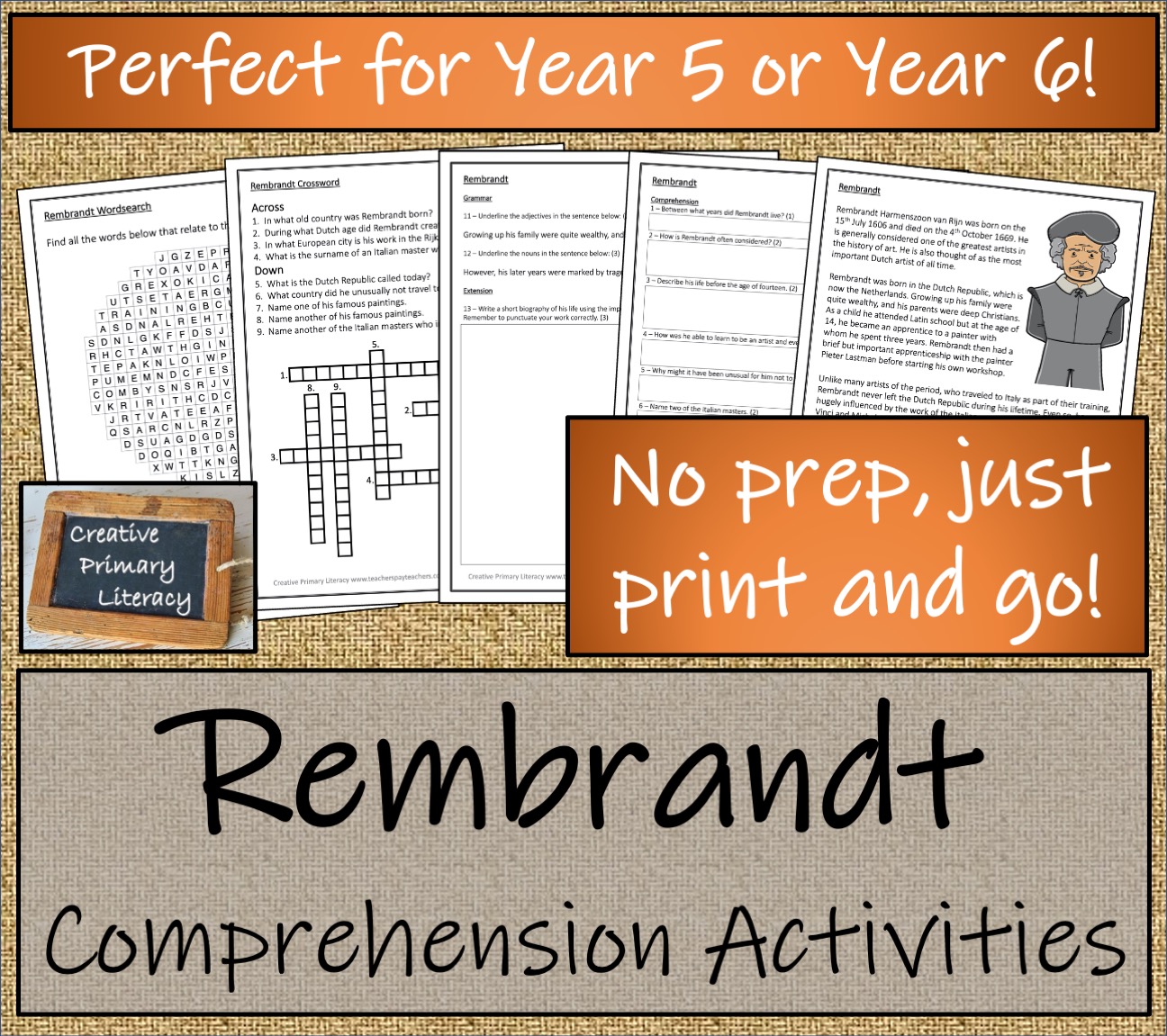 Year 5 or Year 6 Rembrandt Reading Comprehension Activity | Teaching ...