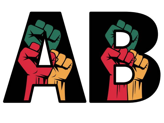 Fists Black History Month Flag Colours Lettering Set Display Title ...