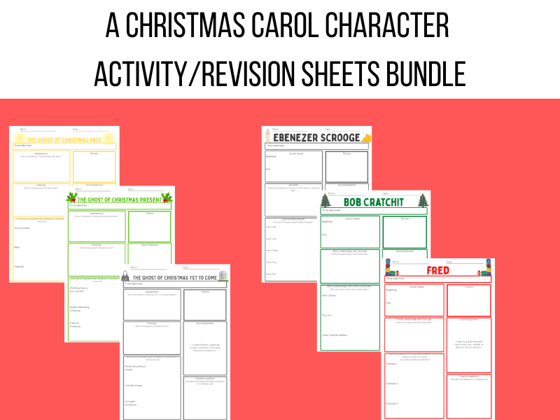 A Christmas Carol Character Activity/Revision Sheets | Teaching Resources