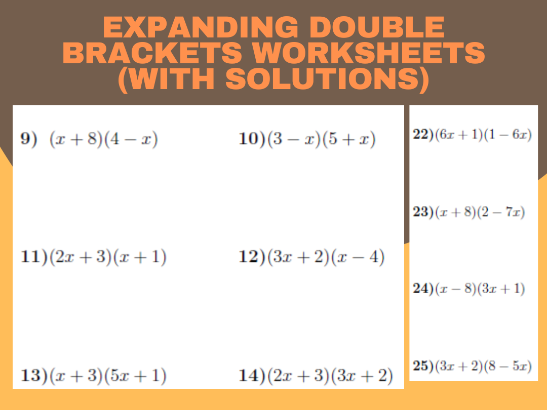 Expanding Double Brackets Worksheets with Solutions Teaching Resources Expanding Double Brackets Worksheets with Solutions Teaching Resources