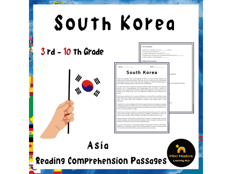 South Korea Reading Comprehension Passages & Questions Worksheets ...