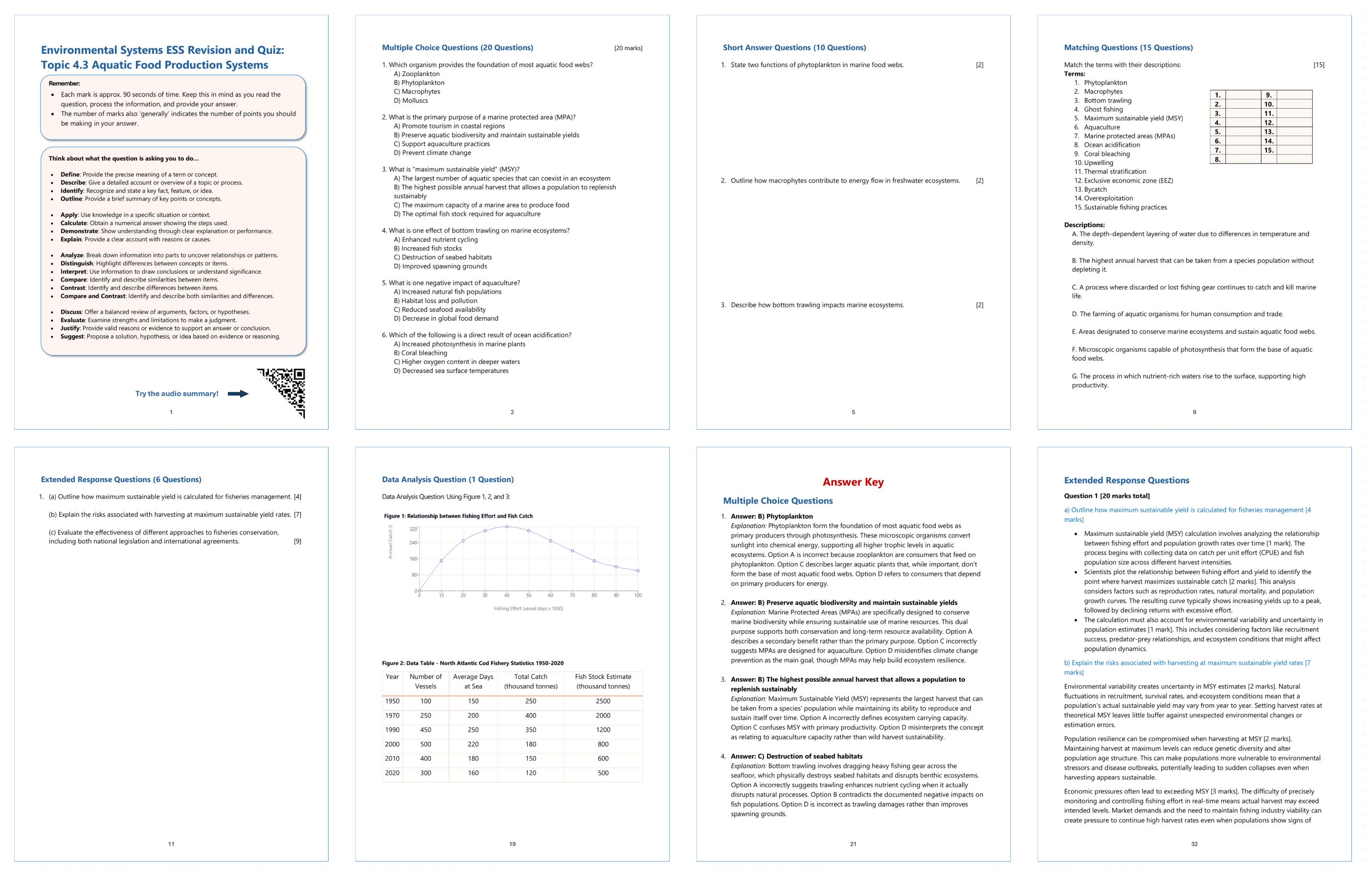 IB DP ESS 4.3 Aquatic Food: Quiz & Revision Worksheets - 2026 ...