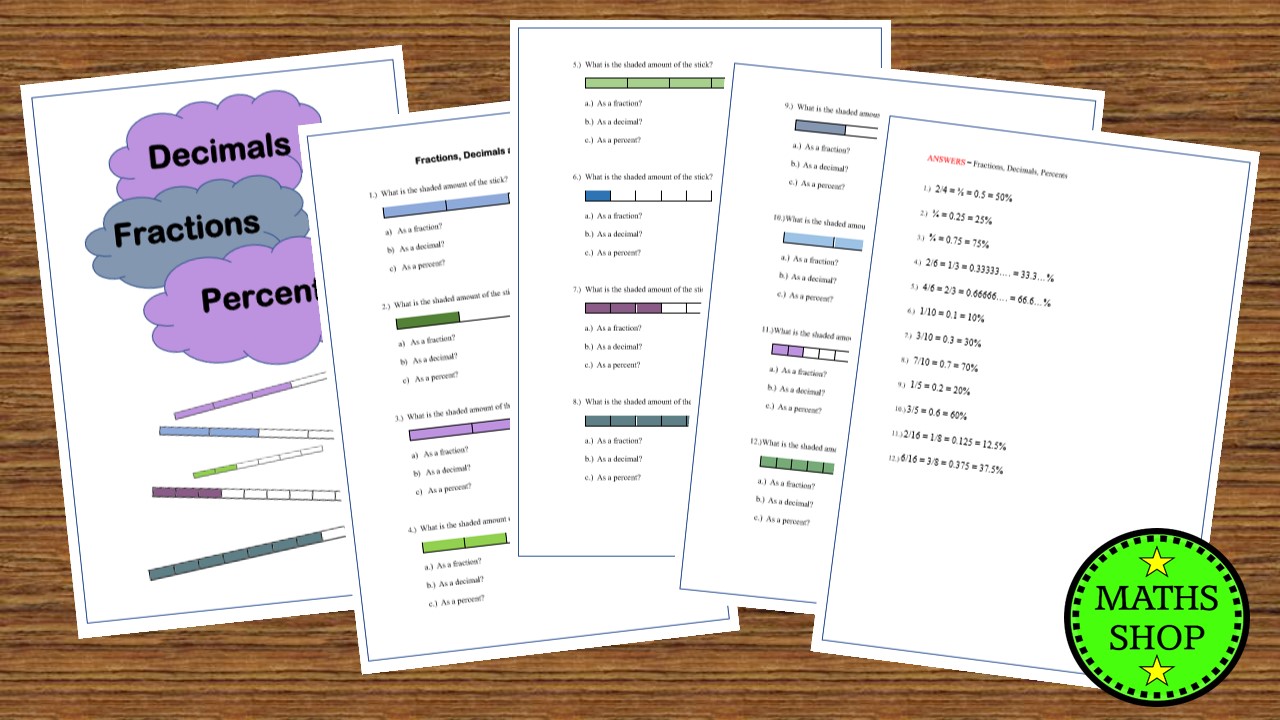 Converting Fractions Decimals Percentages | Teaching Resources