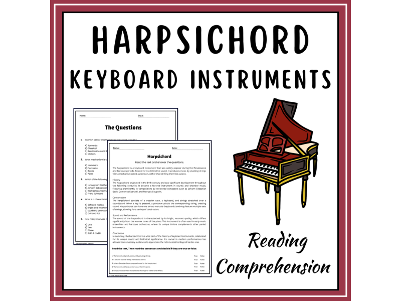 Keyboard Instruments Reading Comprehension Passages & Questions ...