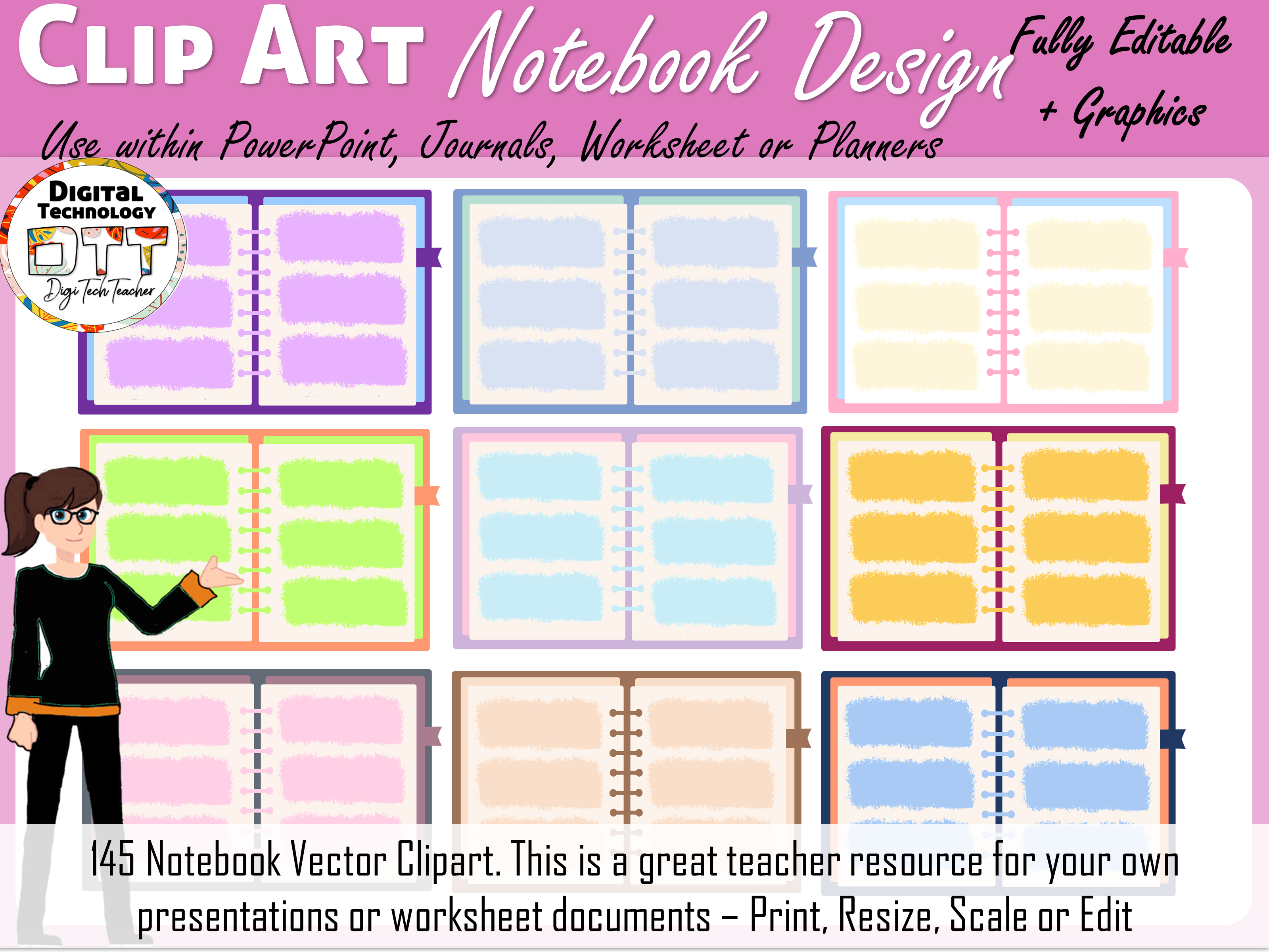 Notebook Text Frame Vector Clipart, Text Frame Clipart, Notebook Vector ...