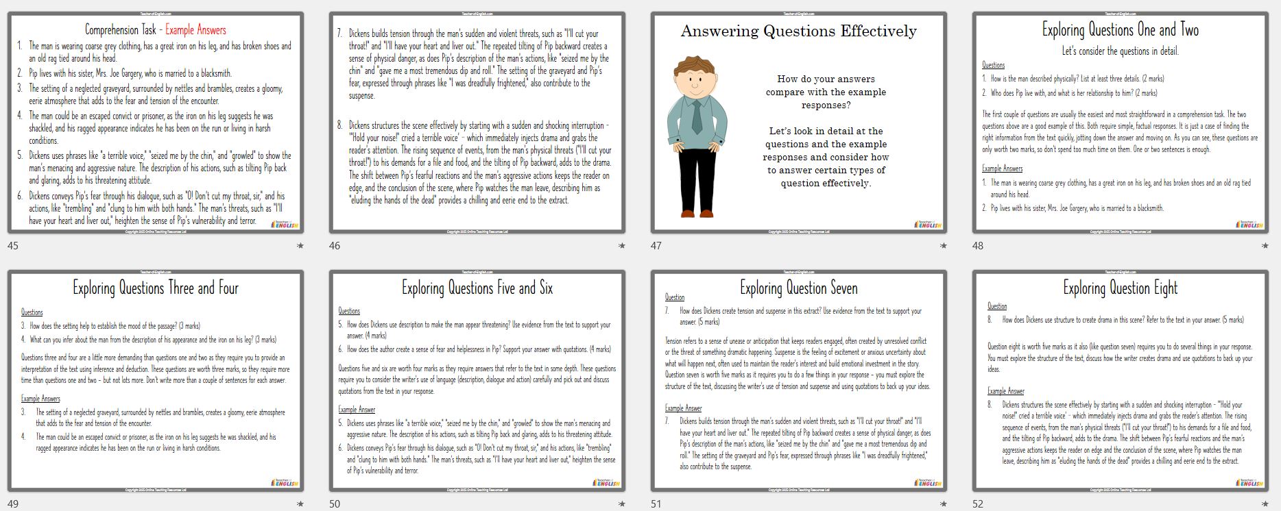 Year 8 Comprehension - Great Expectations | Teaching Resources