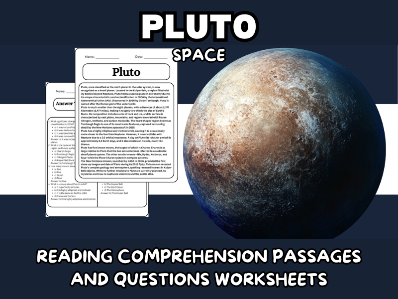 Pluto - Space Reading Comprehension Passages and Questions Worksheets ...