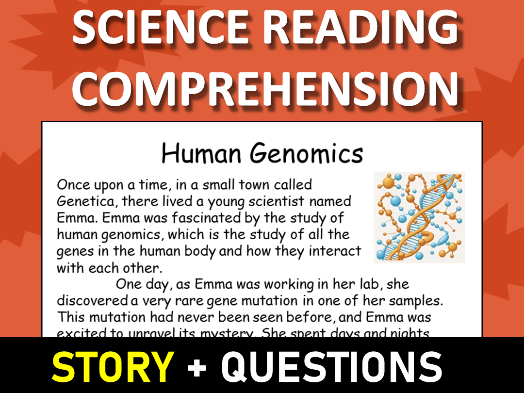 Human Genomics Reading Science Story Comprehension Questions Worksheet ...