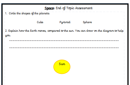 Science Year 5 Space End of Topic Assessment | Teaching Resources