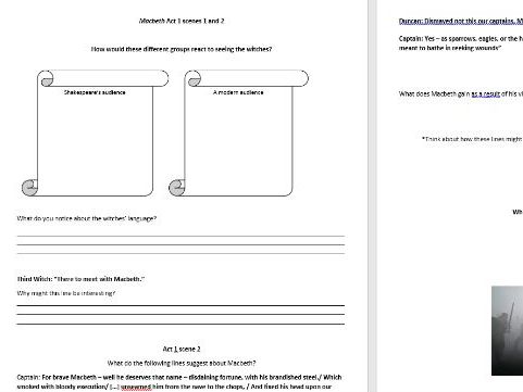 Macbeth Act 1 resources | Teaching Resources