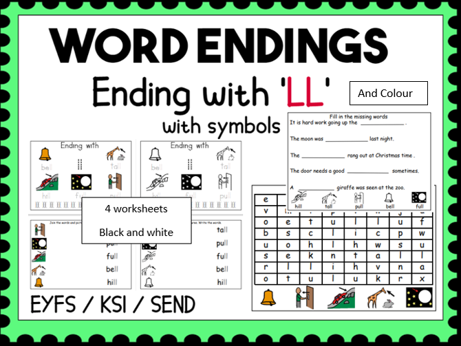 Word Endings Ending With LL Worksheets Teaching Resources Word Endings Ending With LL Worksheets Teaching Resources