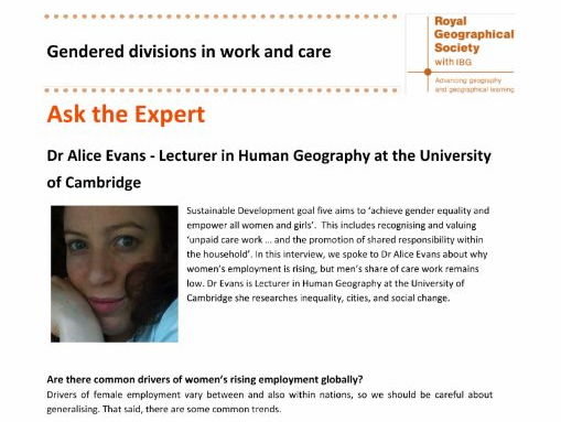 Ask the Expert Interview on Gendered divisions in work and care ...