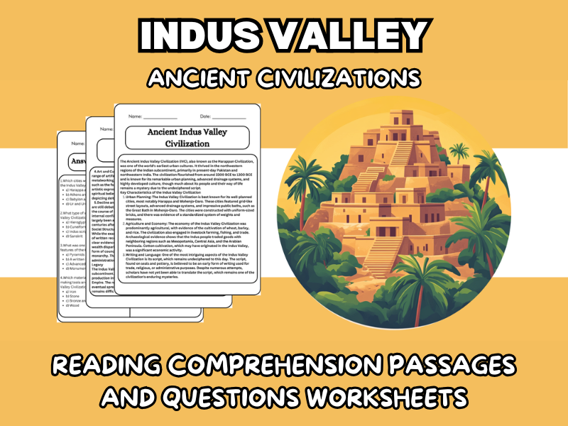 Indus Valley - Ancient Civilizations Reading Comprehension Passages and ...