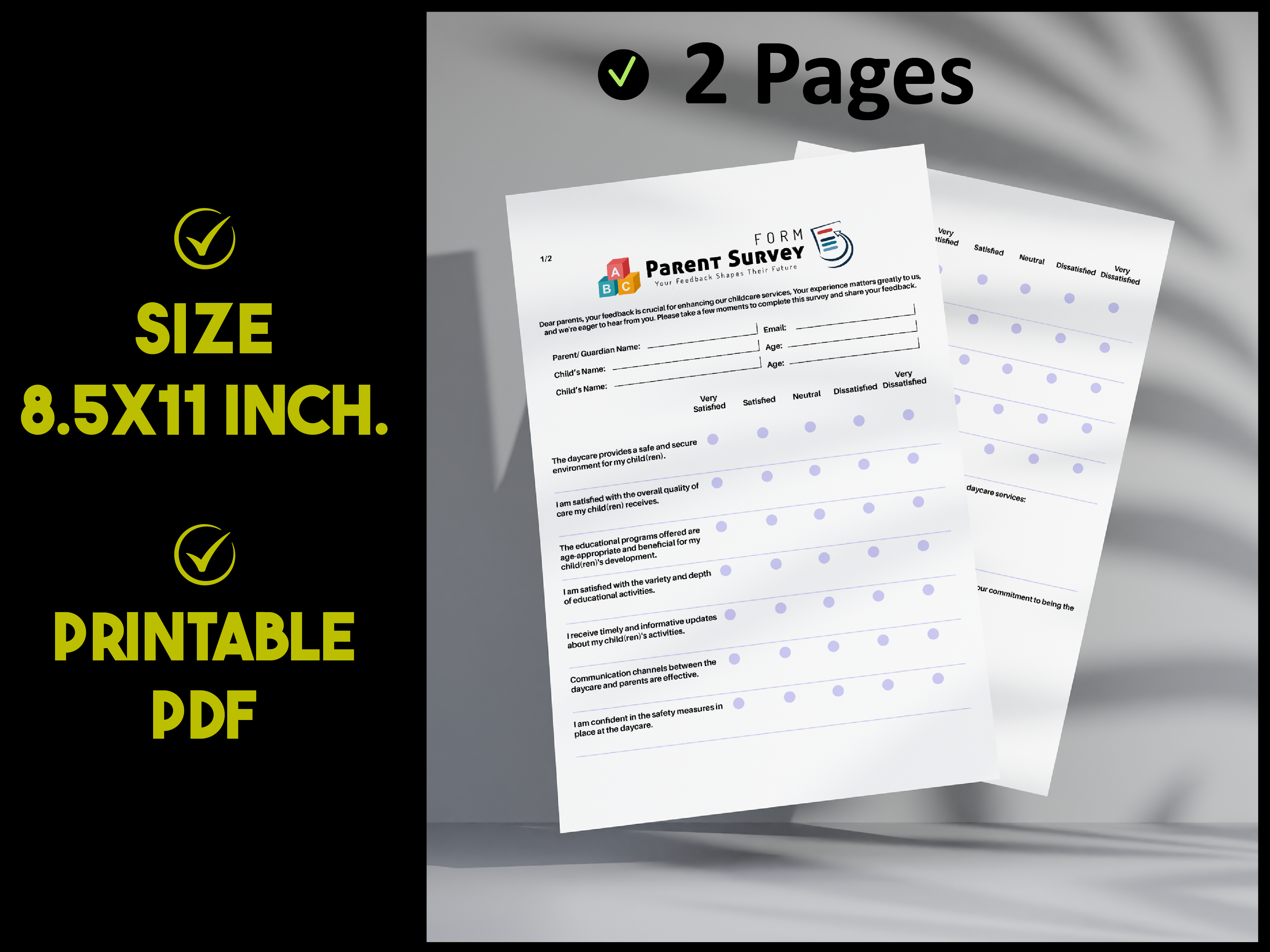 Printable Daycare Parent Survey Form | Printable Childcare Parent ...