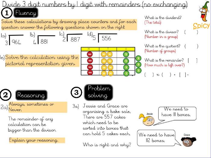 Multiplication And Division Divide 3 Digit Numbers By 1 Digit With