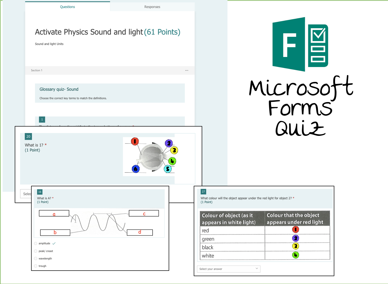 AQA Activate Physics Sound and light Book 1 Microsoft Forms | Teaching ...
