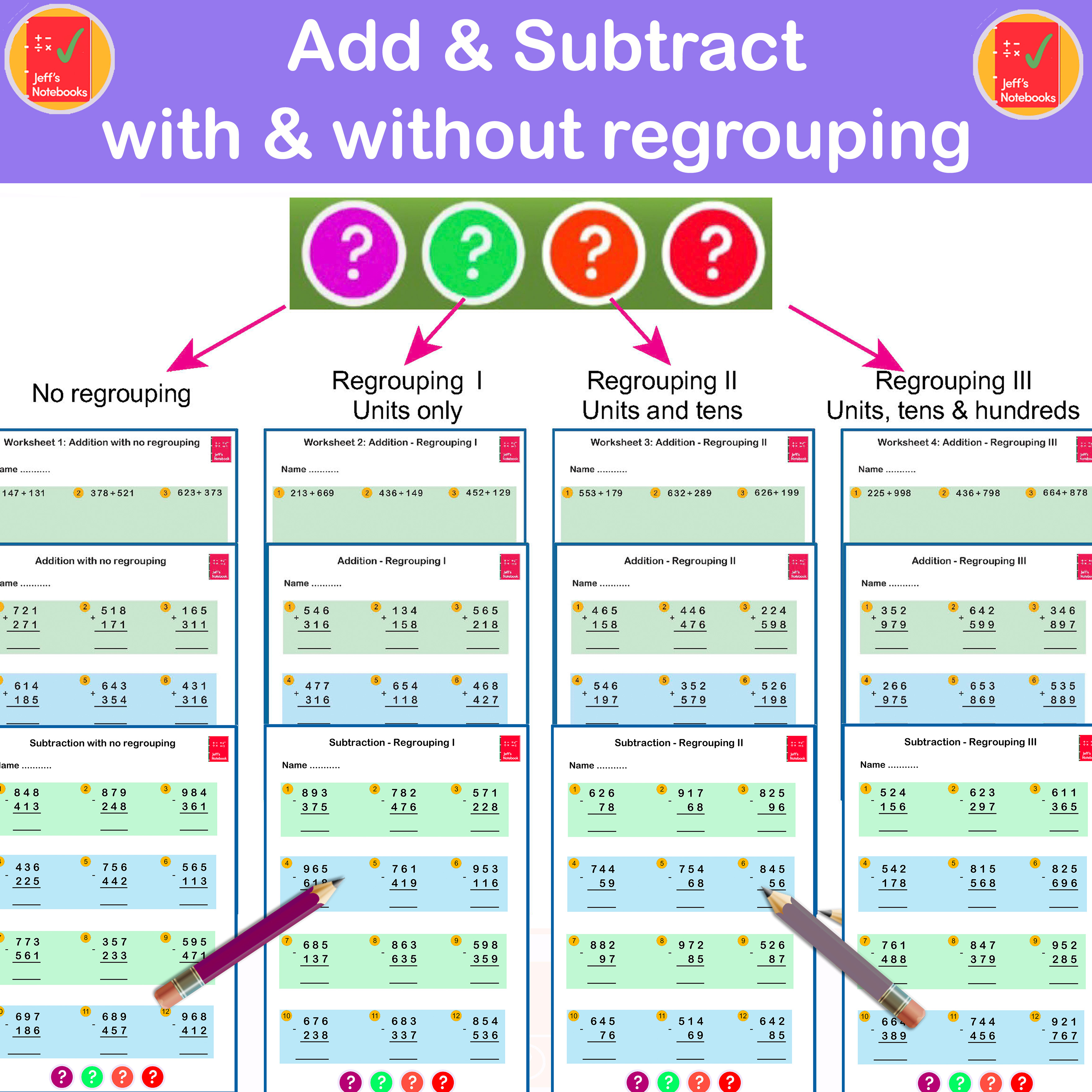 Add And Subtract 3 Digit Numbers With Without Regrouping Teaching
