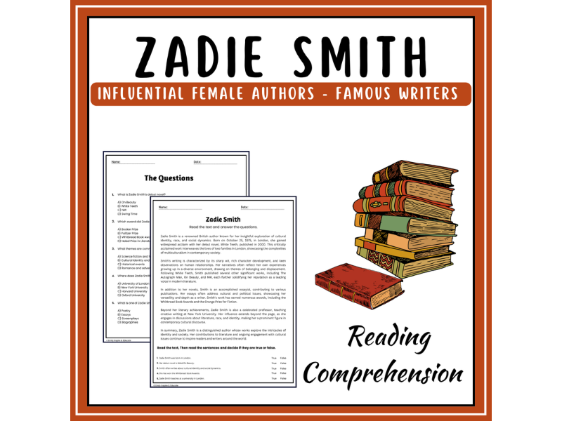 Zadie Smith Reading Comprehension Passages & Questions Worksheets ...