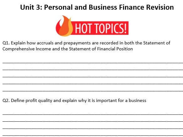 BTEC Business Unit 3 Finance HOT TOPICS May 2025 | Teaching Resources