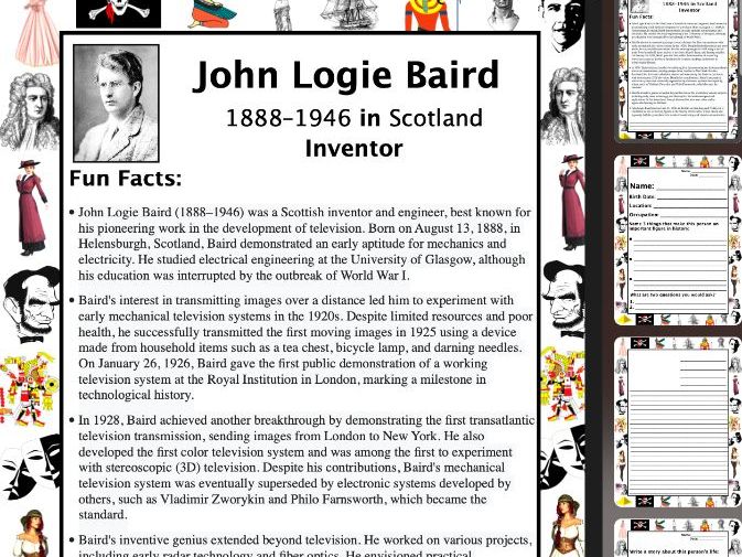 John Logie Baird PACKET & ACTIVITIES, Important Historical Figures ...
