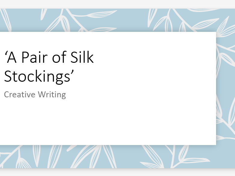A Creative Writing Lesson Based on Kate Chopin's A Pair of Silk ...