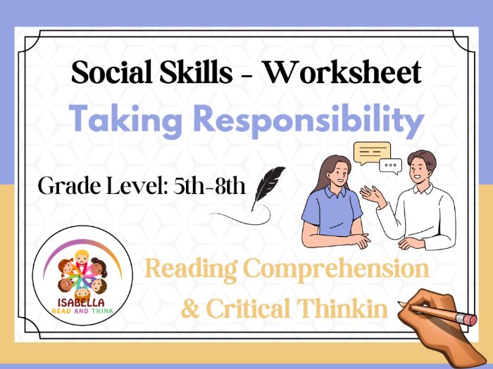 Taking Responsibility: Reading Comprehension Passages & Questions ...
