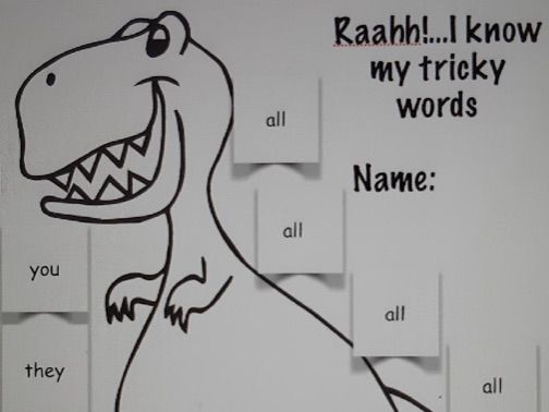 Dinosaur tricky word charts phases 2-5 Home/school | Teaching Resources
