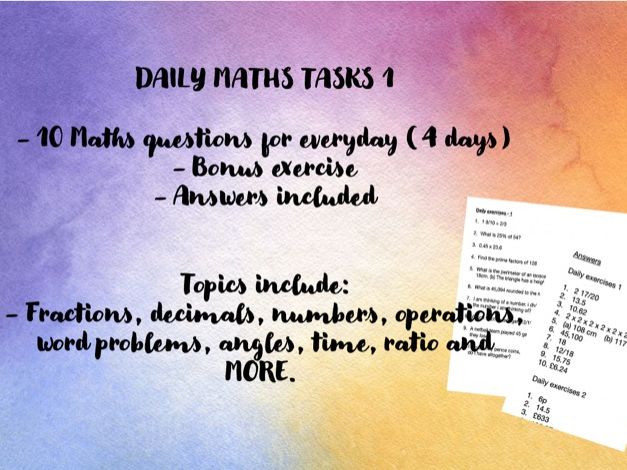 Daily maths exercises 1 | Teaching Resources