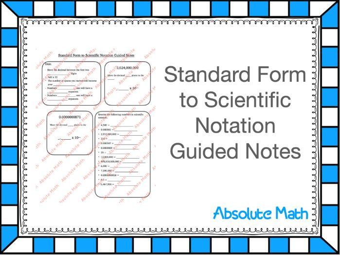 Standard Form to Scientific Notation Guided Notes | Teaching Resources