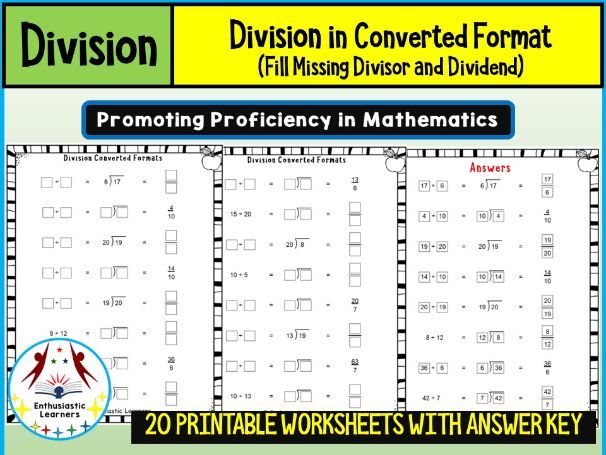 Division with Converted Format – Fill the Missing Divisor & Dividend ...