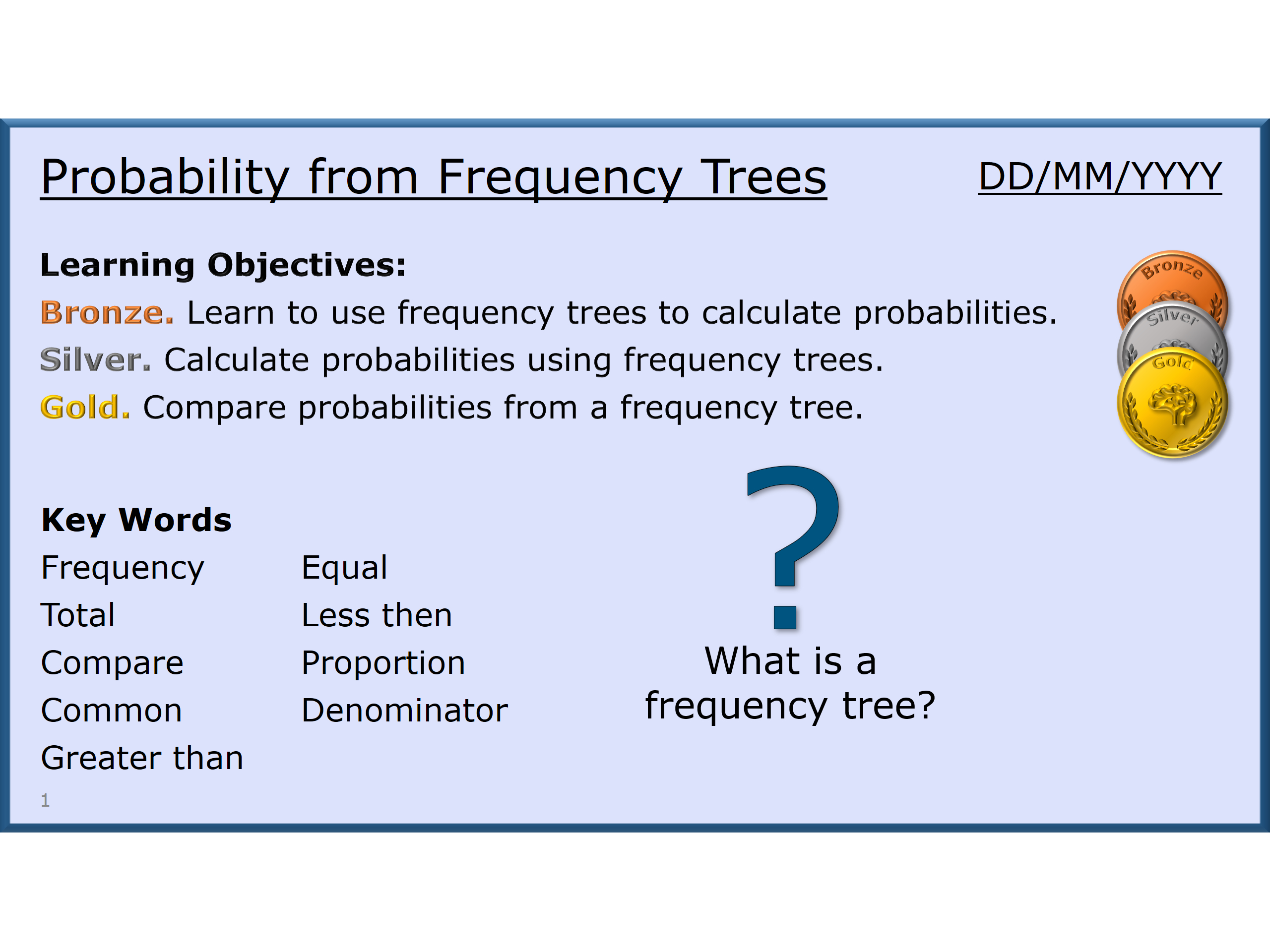 Probability 11/13 Probability from Frequency Trees | Teaching Resources