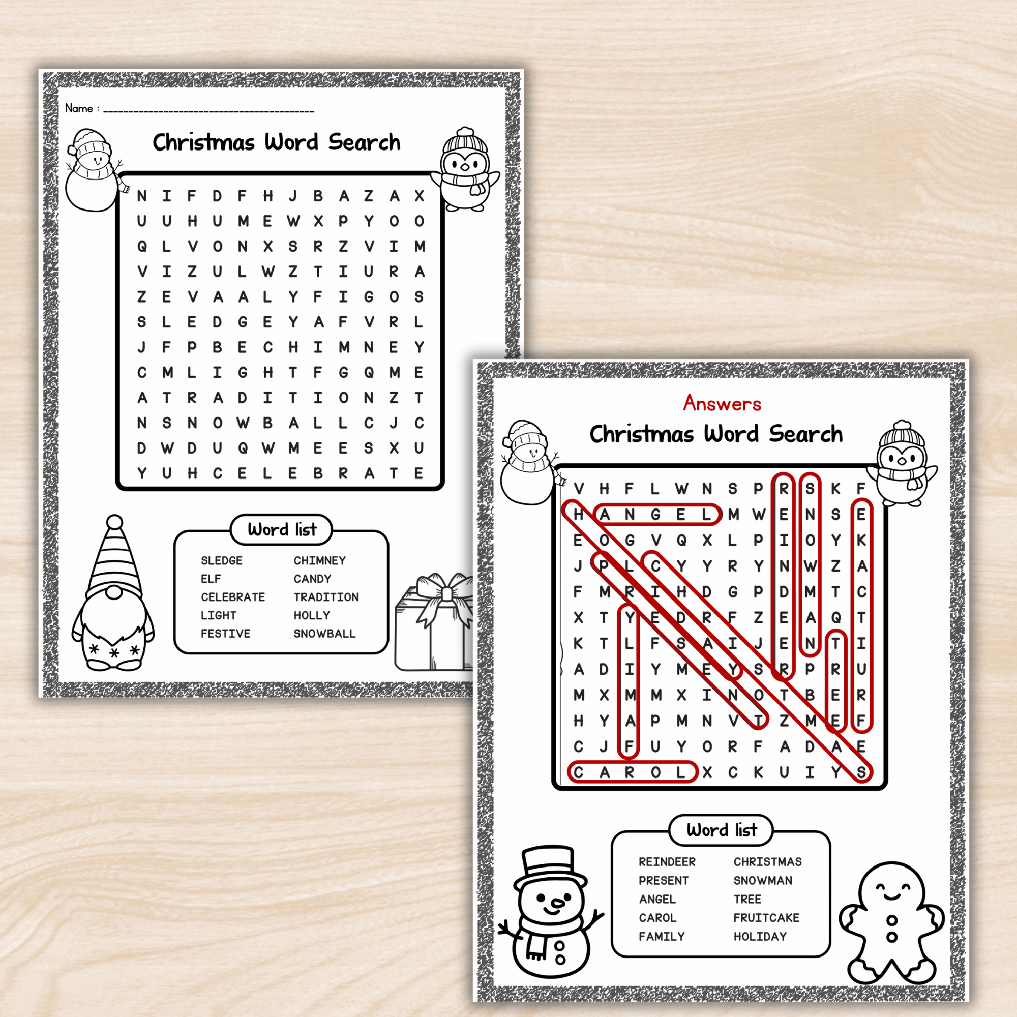 Christmas Word Search Puzzle Sheets Vocabulary ELA Winter Morning Work ...