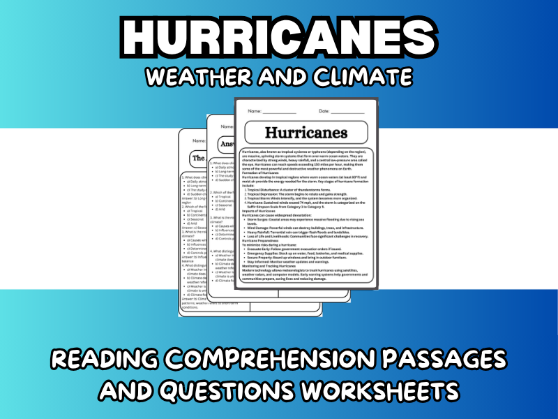 Hurricanes - Weather and Climate Reading Comprehension Passages ...