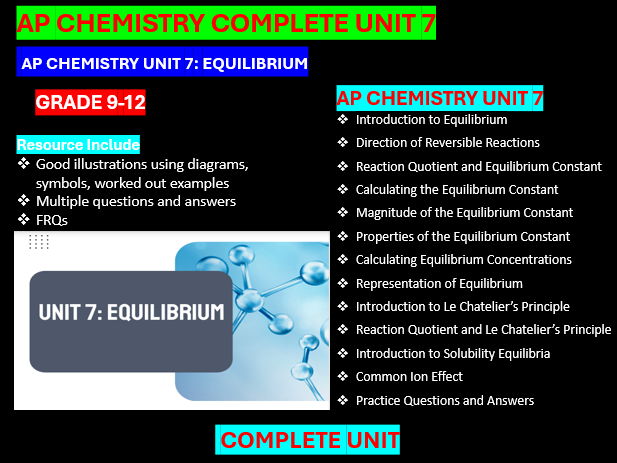 AP Chemistry Unit 7: Equilibrium Complete Unit | Teaching Resources