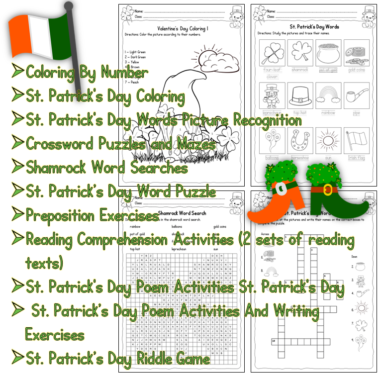 St. Patrick's Day ELA No-Prep Worksheets | Teaching Resources