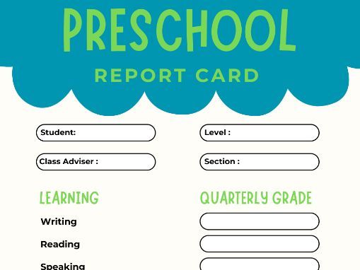 Simple Preschool Report Card (Printable PDF) | Teaching Resources