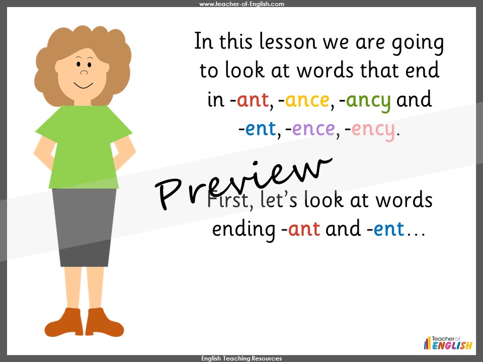 Words Ending in -ant, -ance, -ancy, -ent, -ence, -ency – KS2 Spelling ...