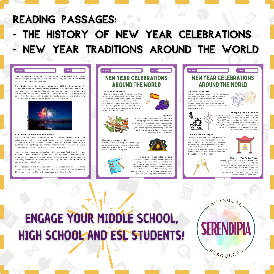 Global New Year Celebrations and Traditions Reading Comprehension ...