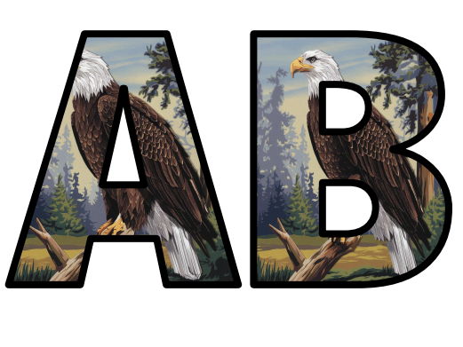 Eagle American Bird of Prey Branch Lettering Set Display Title Letters ...